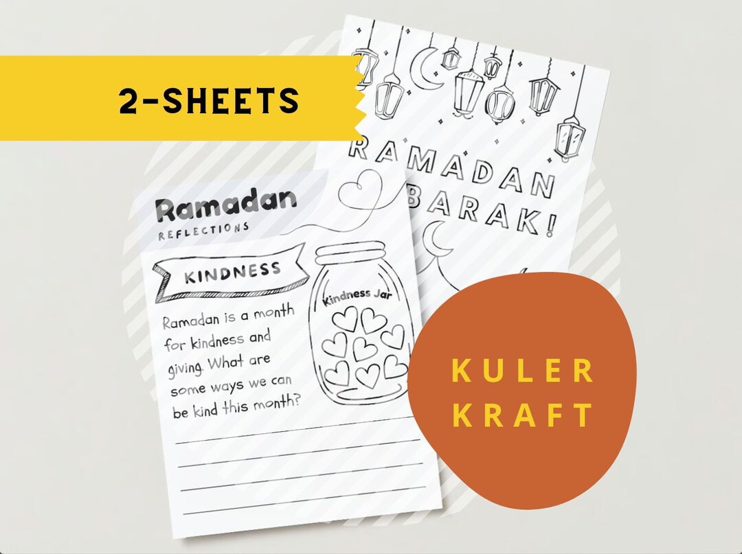Ramadan Printable Coloring Worksheet Kindness Writing Prompt Children ...