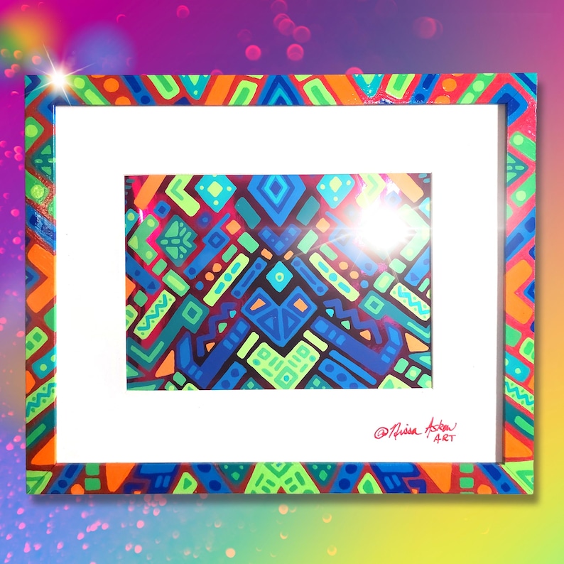 Magenta Foil Geometric Art | 'reef Prism' Framed Acrylic Paint on Foil ...