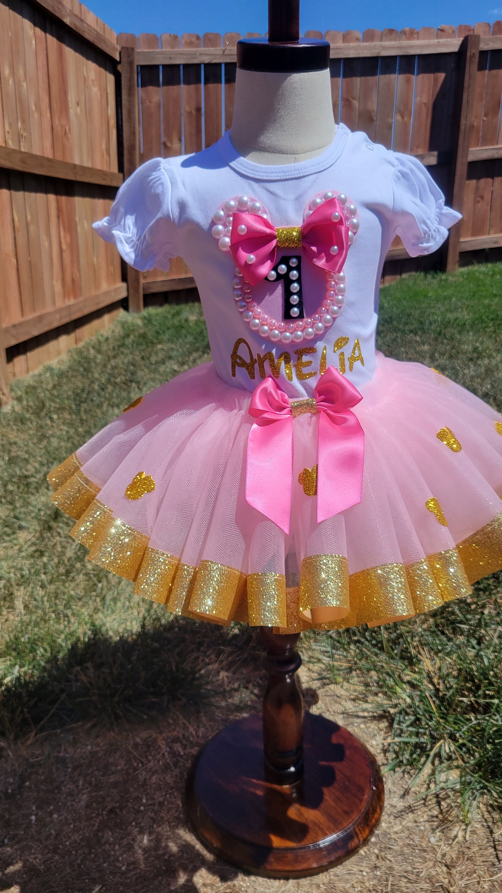 Gold and Pink Minnie Mouse Outfit, Minnie Mouse Outfit, Minnie Mouse ...