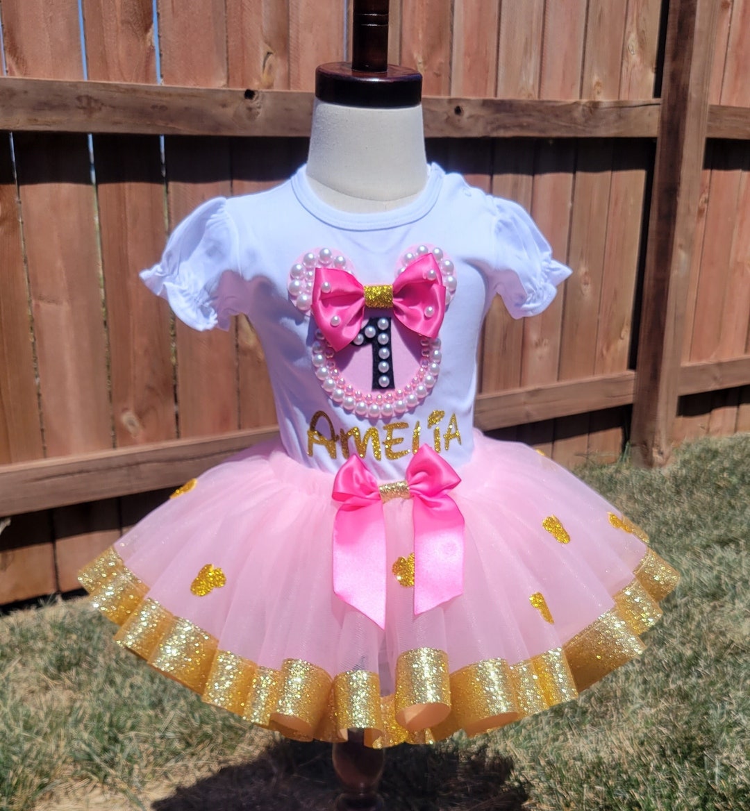 Gold and Pink Minnie Mouse Outfit, Minnie Mouse Outfit, Minnie Mouse ...