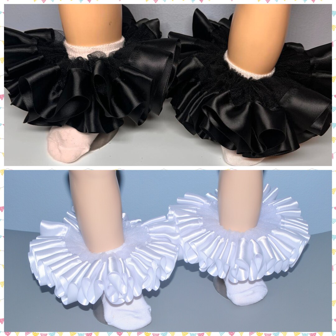 White Ruffle Sockless Tutu Socks Black Ankle Tutu Socks - Etsy