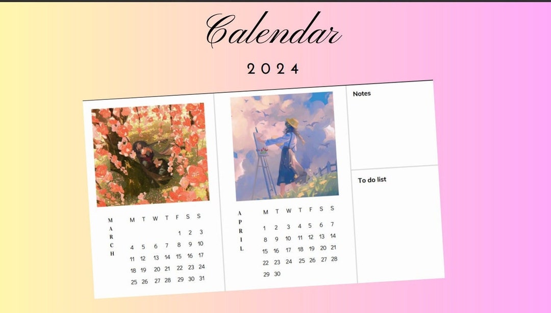 2024 Calendar Template-beautiful Backgrounds - Etsy