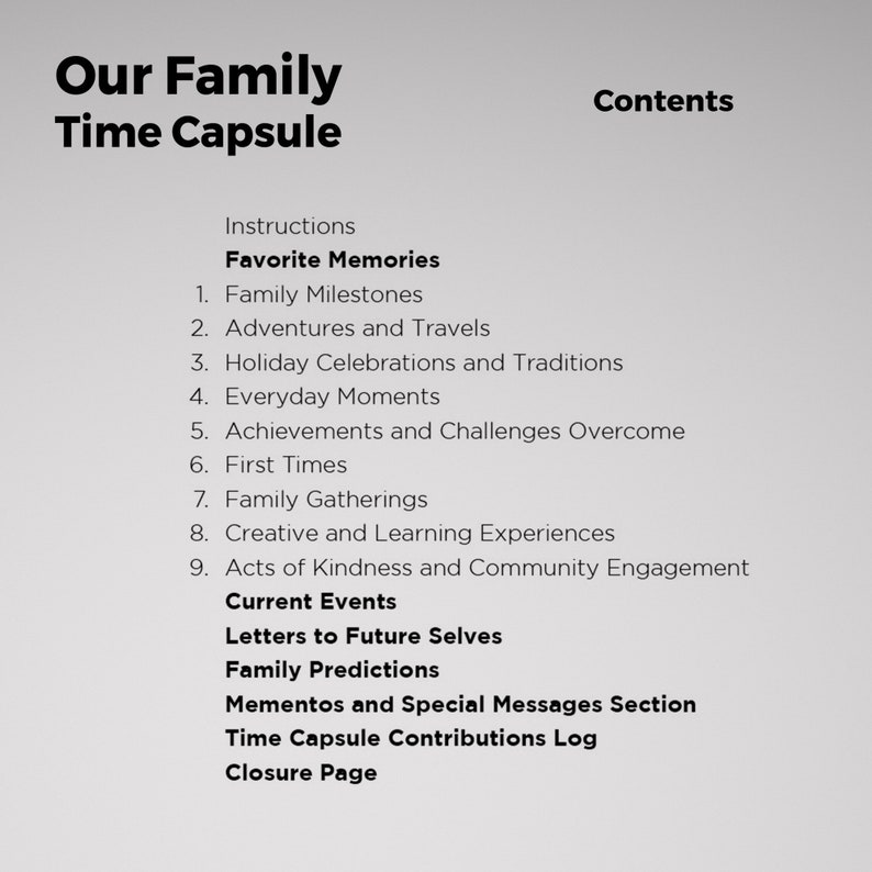 Family Time Capsule Template - Etsy