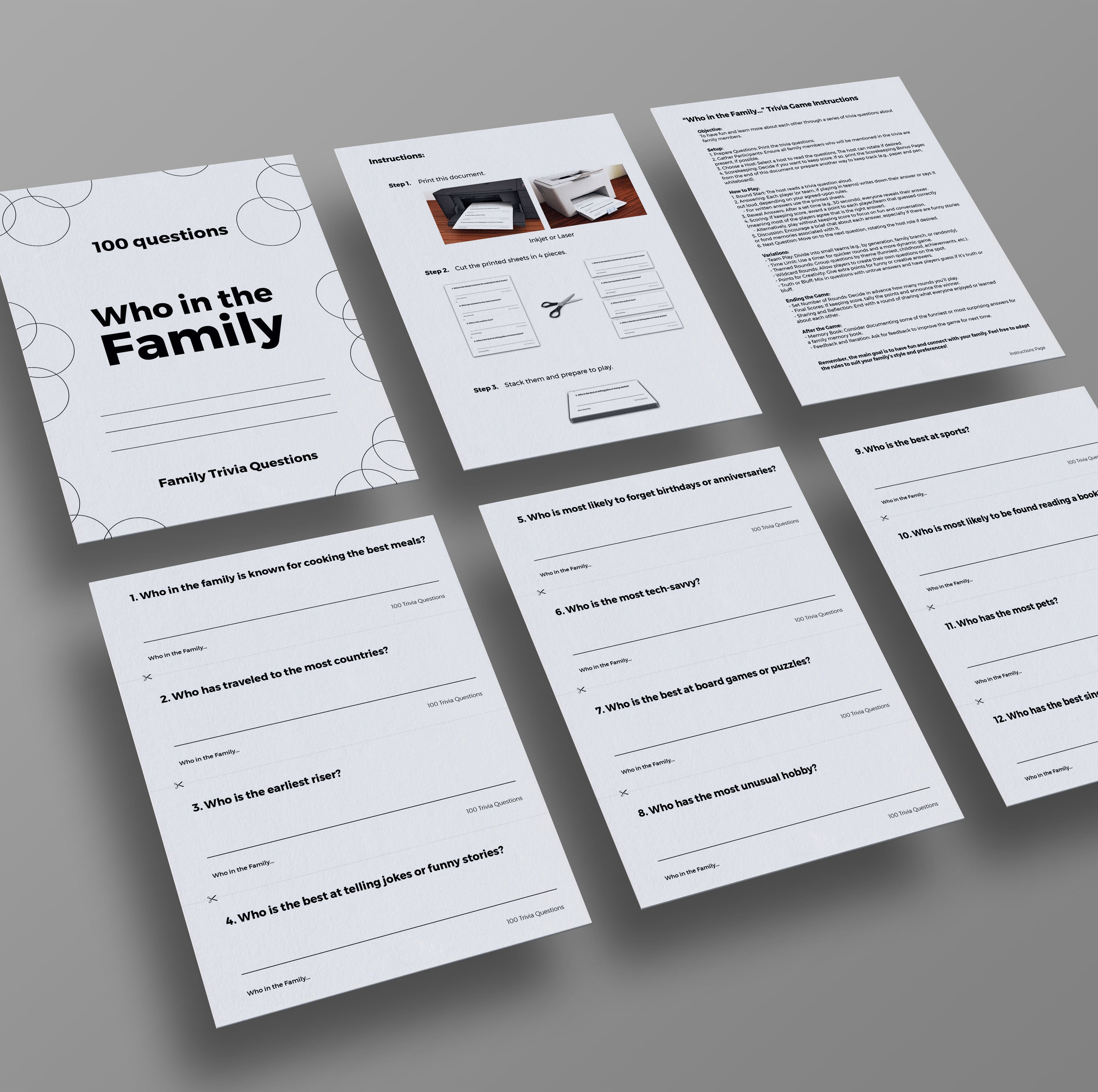 Who in the Family Trivia Questions - Etsy