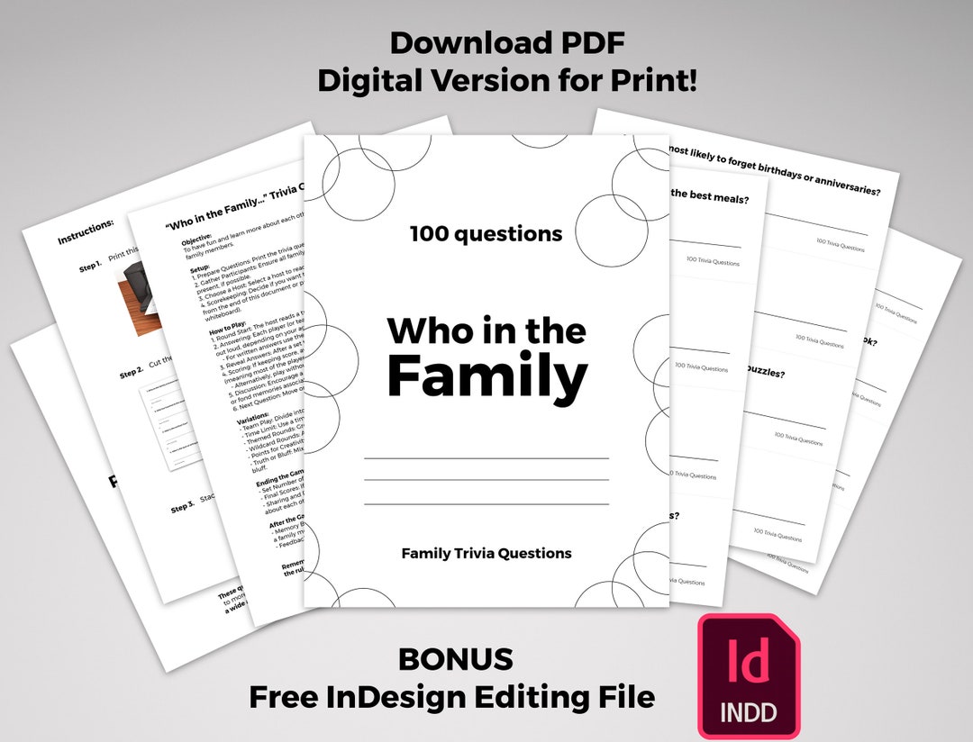 Who in the Family Trivia Questions - Etsy