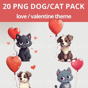 Cat/dog Valentine/love Themed PNG Bundle - Etsy