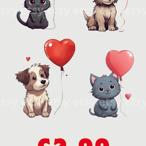 Cat/dog Valentine/love Themed PNG Bundle - Etsy