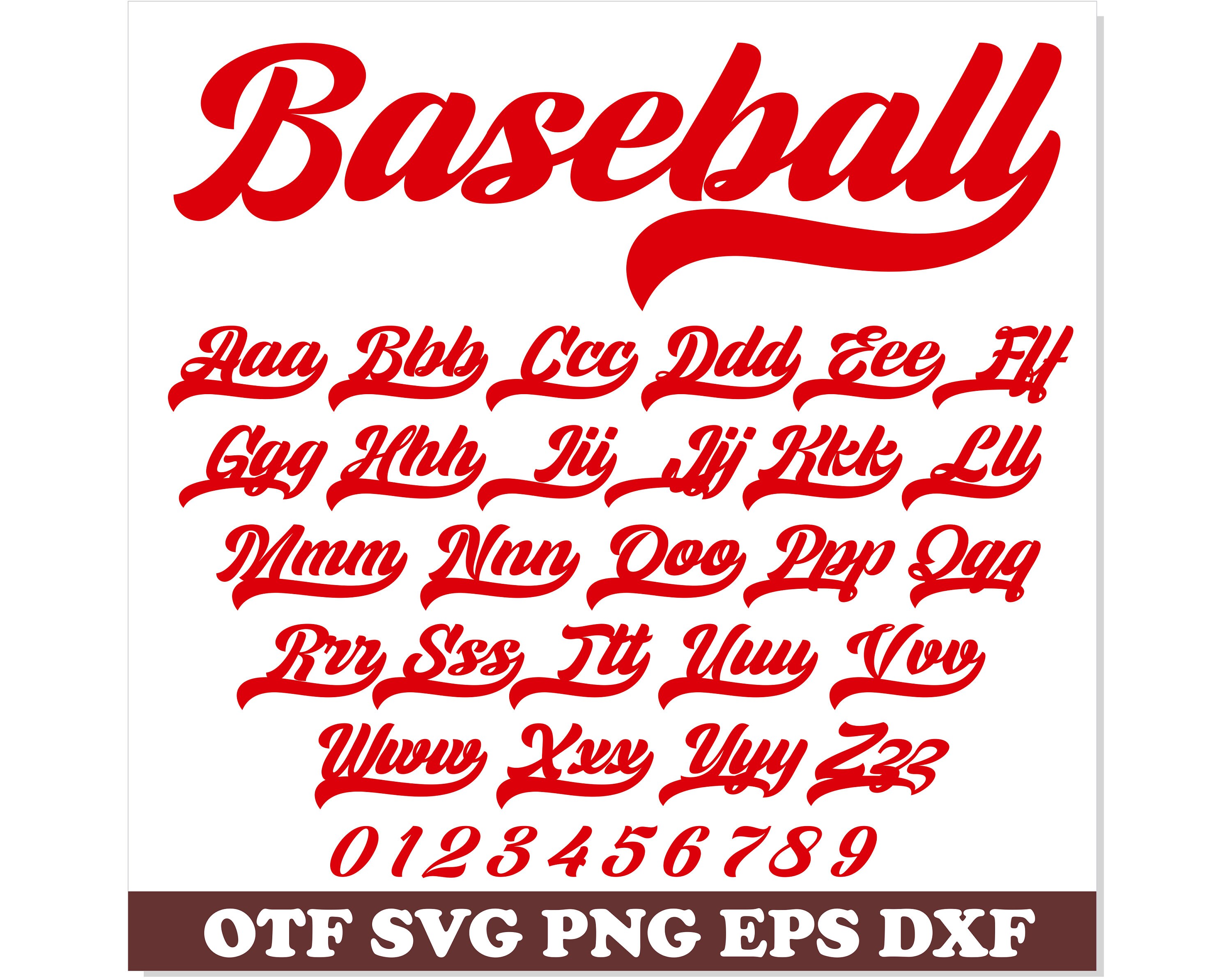 Baseball Font With Tails, Baseball Font SVG OTF PNG, Baseball Letters ...