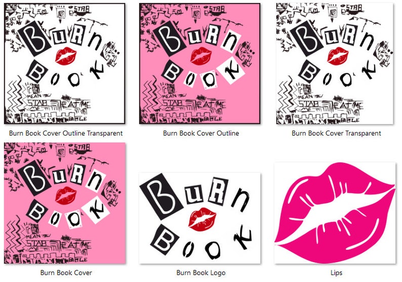 Burn Book Cover Logo Lips SVG PNG | Burn Book Svg, Burn Book Png, Burn ...