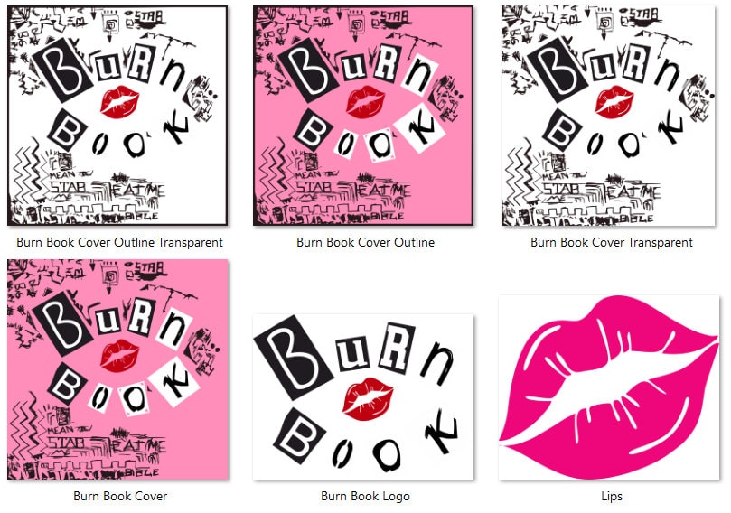 Burn Book Cover Logo Lips SVG PNG | Burn Book Svg, Burn Book Png, Burn ...