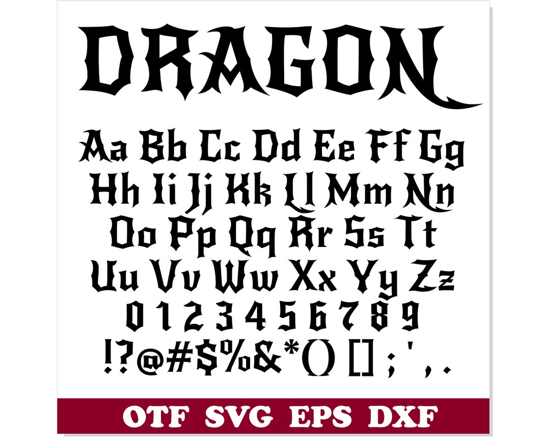 Dragon Font SVG, Dragon Font Otf, Tattoo Font Svg, Dragon Letters Svg ...