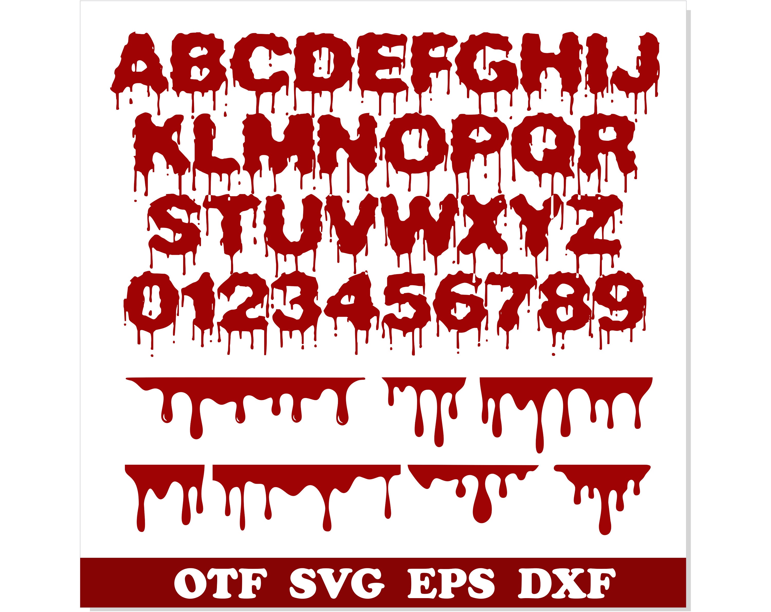 Blood Dripping Font SVG TTF, Dripping Borders Svg Cricut, Dripping ...
