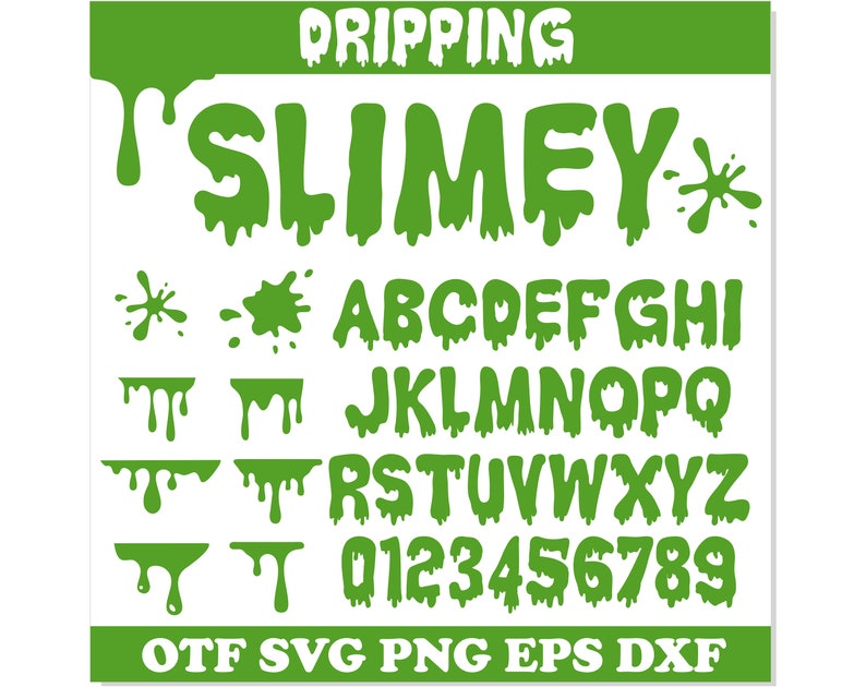 Slimey SVG PNG Bundle | Dripping Font TTF, Slimey Svg Cricut, Halloween ...