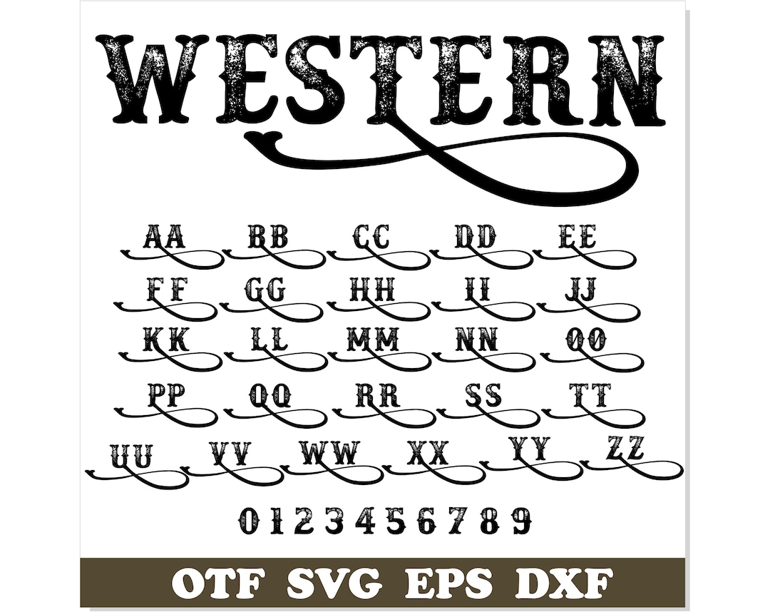 Western Cowboy Font With Tails, Western Distressed Font TTF, Rodeo Font ...
