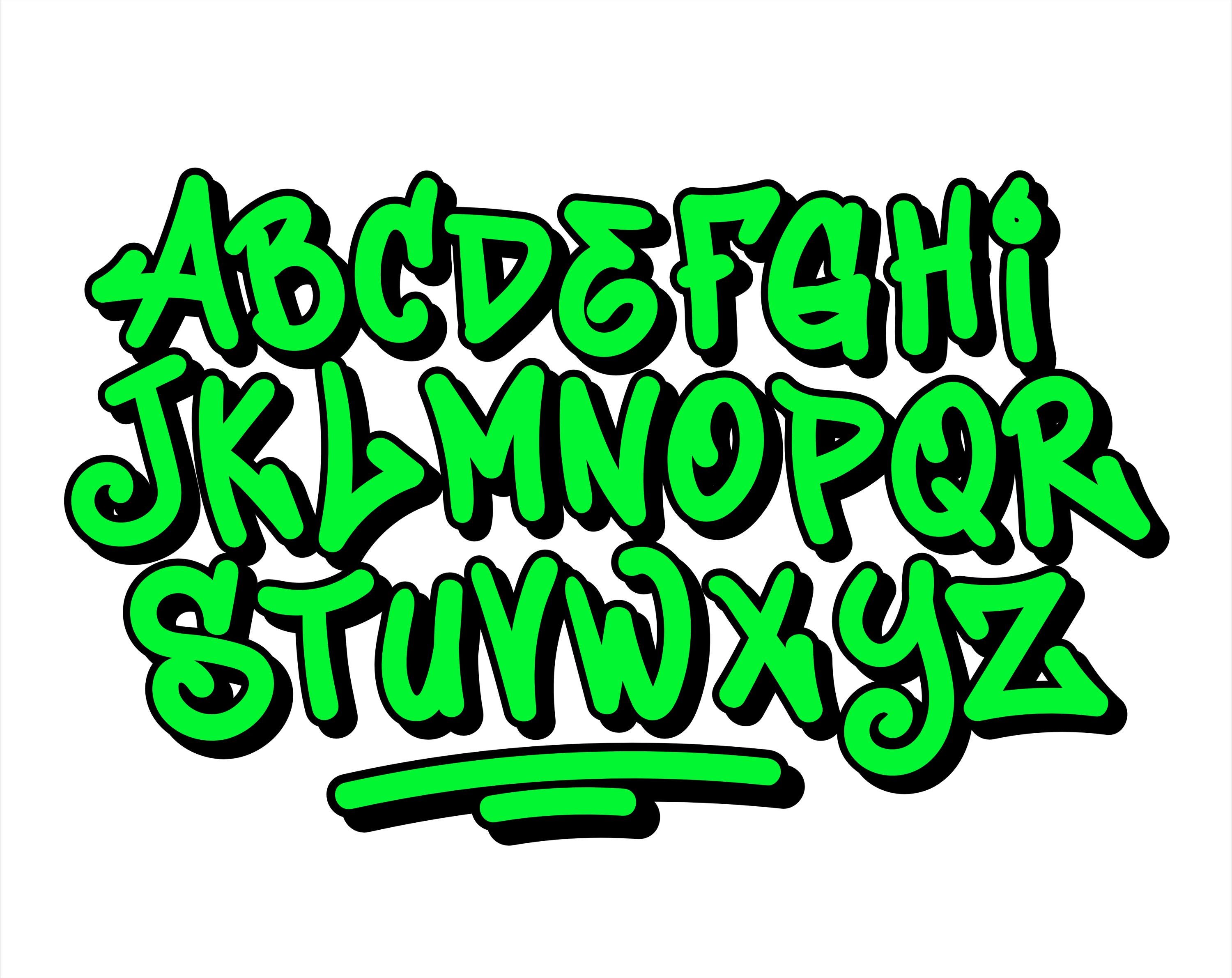 Neon Green Graffiti Letters PNG SVG Layered - Urban Font - Street Art ...