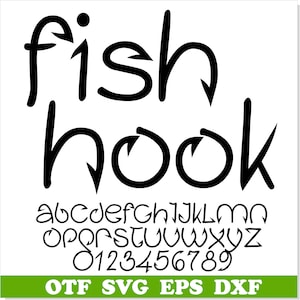 Fish Hook Font SVG TTF, Fishing Fish Hook Font Otf, Fishing Svg ...
