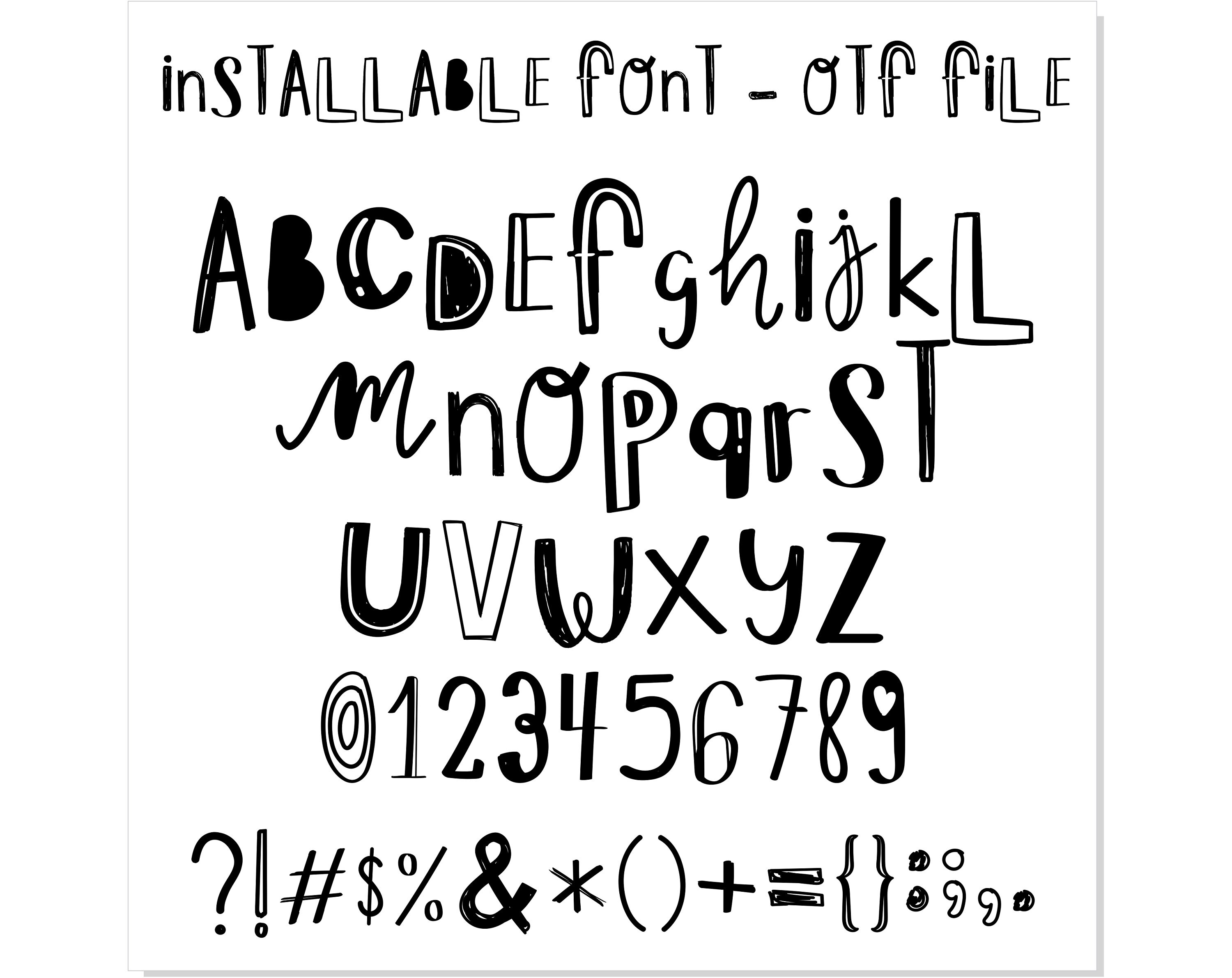 Doodle Font TTF, Doodle Font PNG SVG, Handwritten Font, Doodle Letters ...
