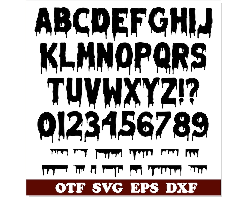Dripping Font SVG, Dripping Borders Svg Cricut, Dripping Font TTF ...