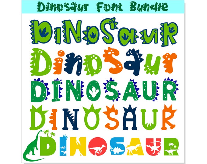 Dinosaur Font Bundle Dinosaur Font SVG Cricut, Dinosaur Font TTF, Dino ...