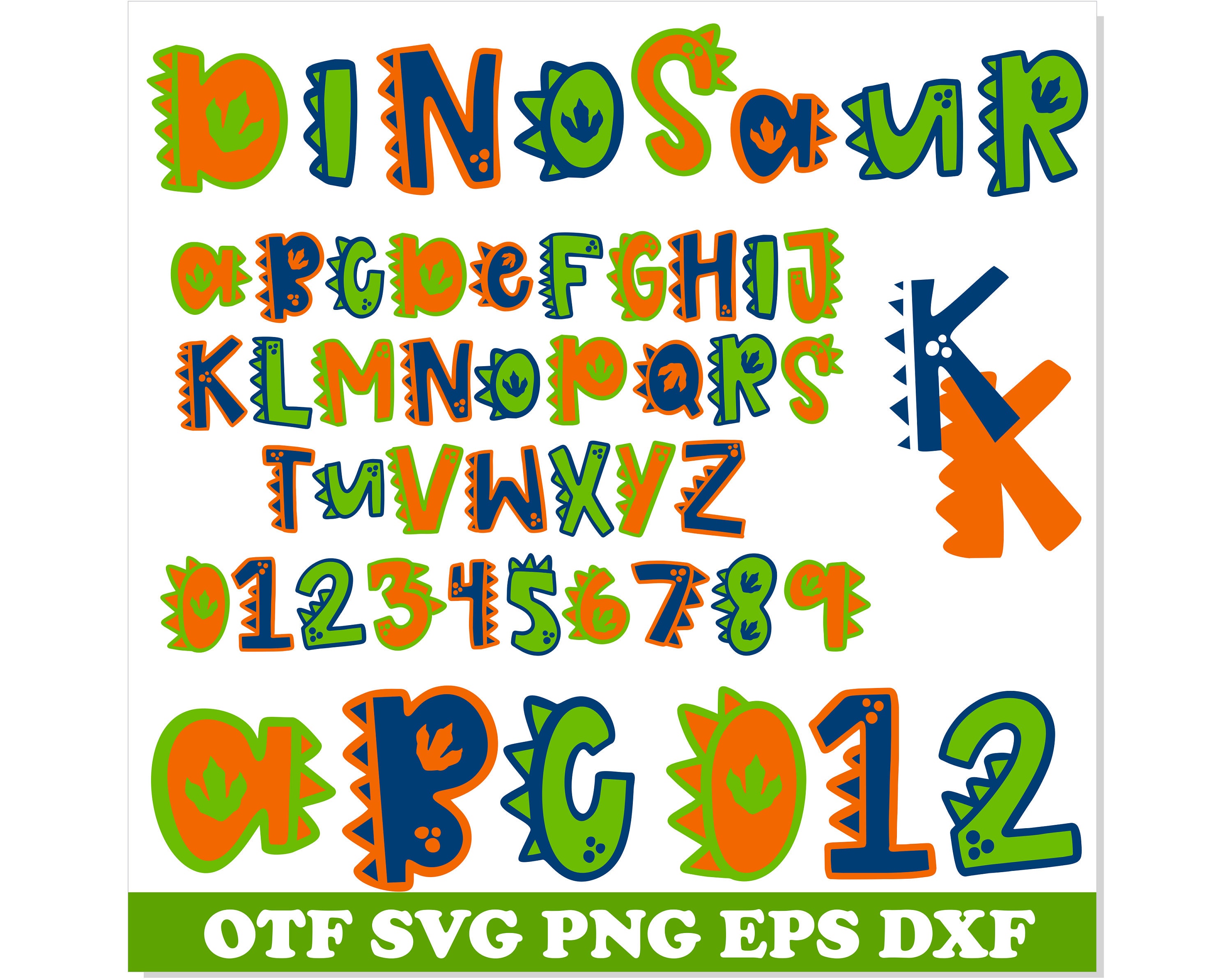 Dinosaur Font TTF PNG SVG Layered, Dinosaur Letters Svg Cricut, Dinosaur Svg Baby Font Dinosaur ...
