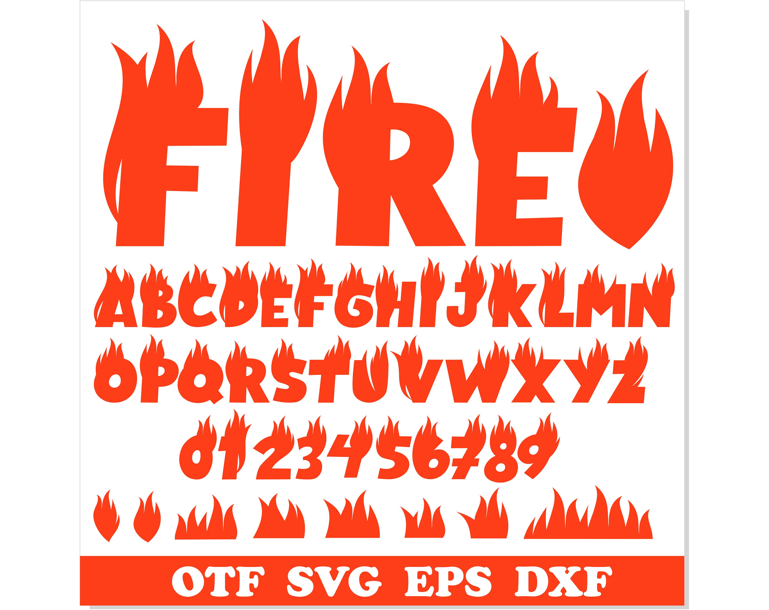 Flame Fire Font SVG Bundle, Flame Font TTF, Flame Fire Svg, Fire Font ...