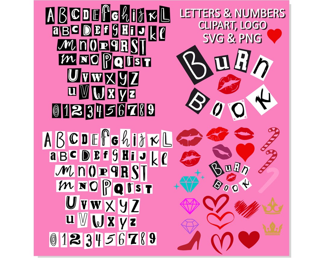 Burn Book Letters Numbers Clipart and Logo SVG PNG Files | Burn Book ...