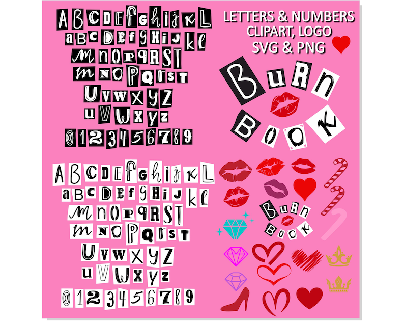 Burn Book Letters Numbers Clipart and Logo SVG PNG Files | Burn Book ...