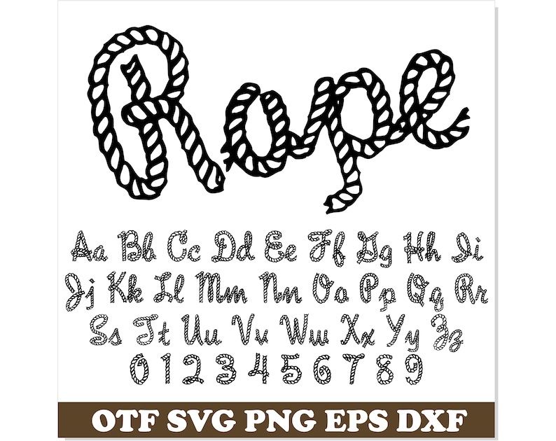 Rope Font TTF SVG, Western Cowboy Rope Font Handwriting Font Rope ...