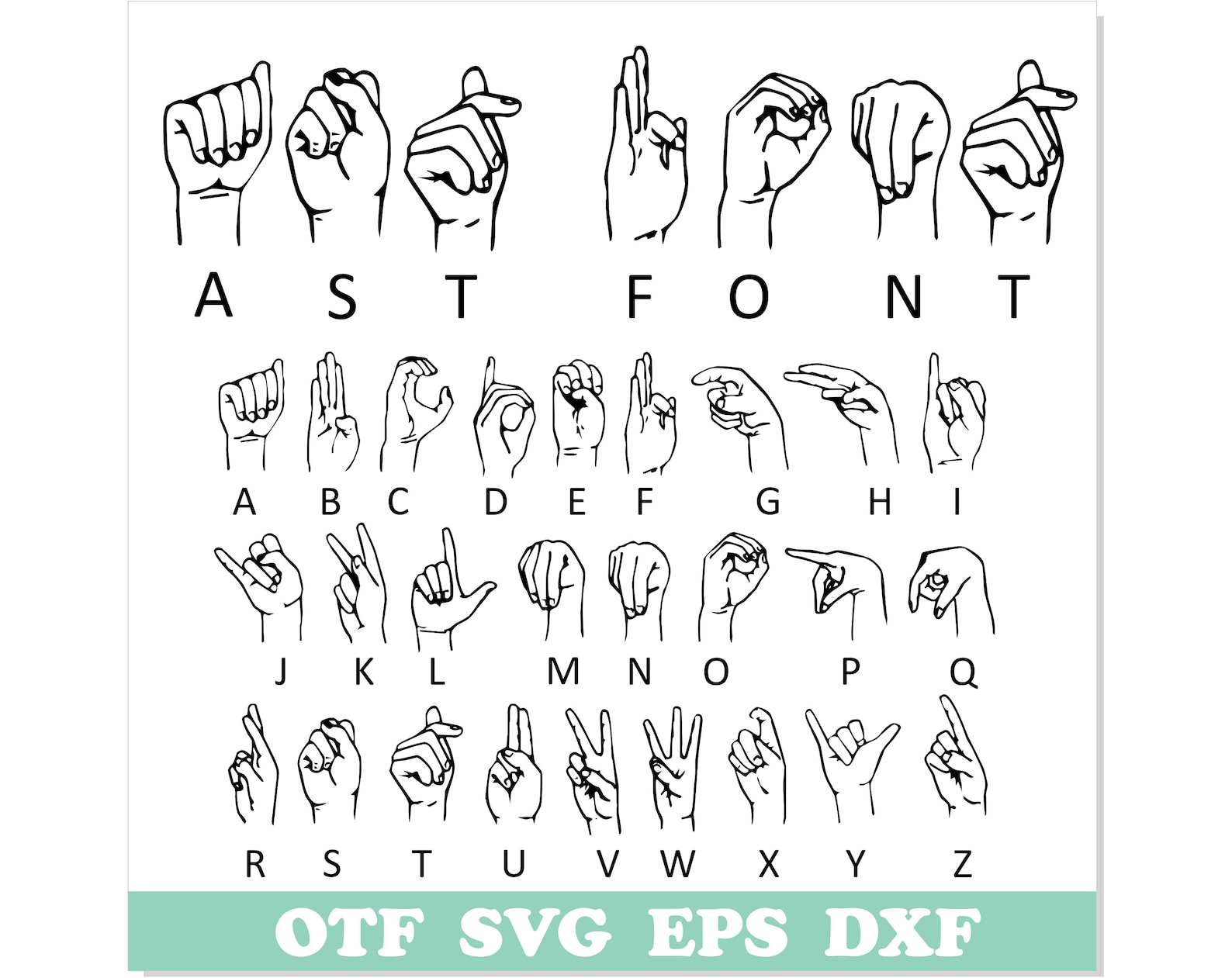 ASL American Sign Language Font OTF, ASL Svg, American Sign Language ...