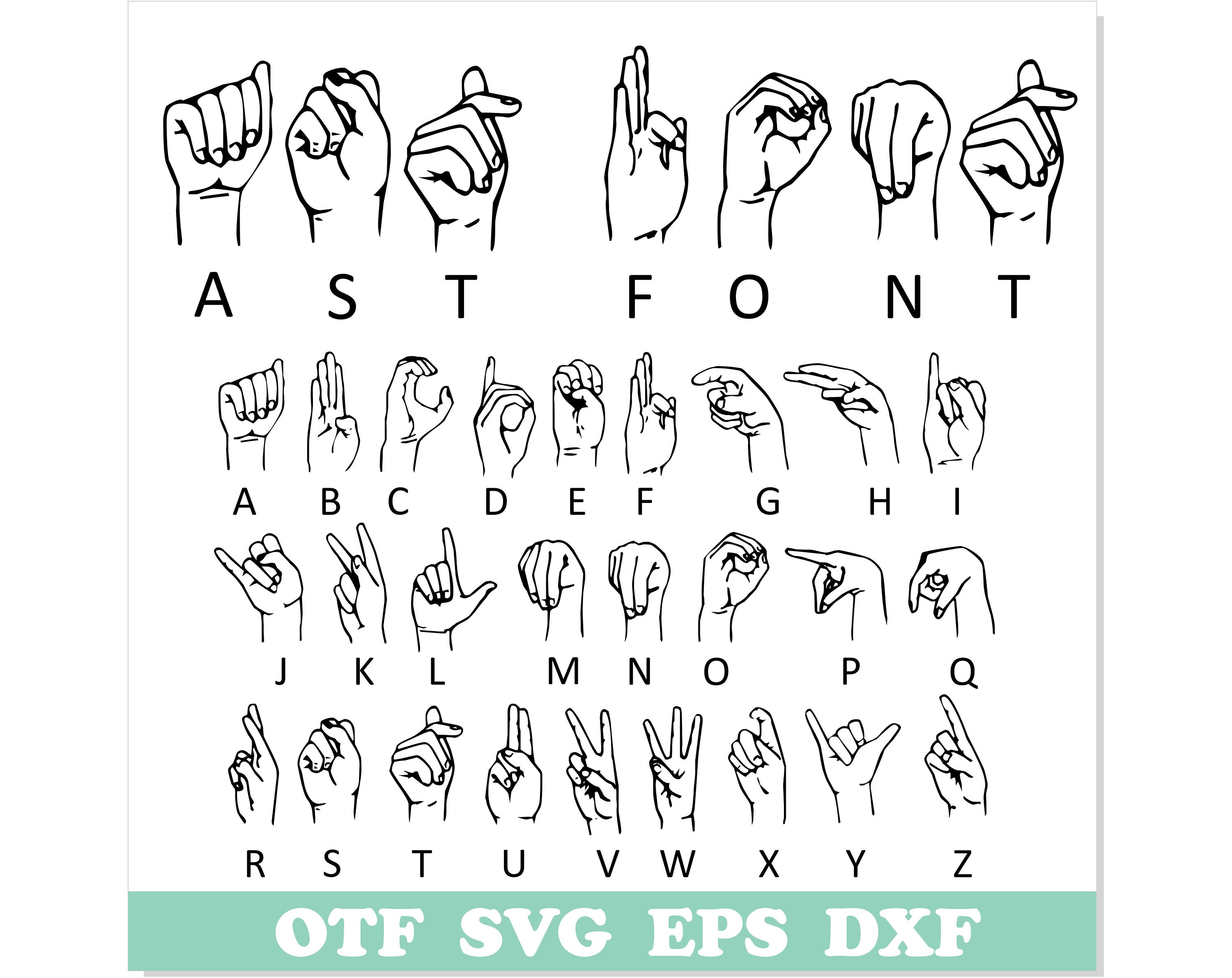 ASL American Sign Language Font OTF, ASL Svg, American Sign Language ...