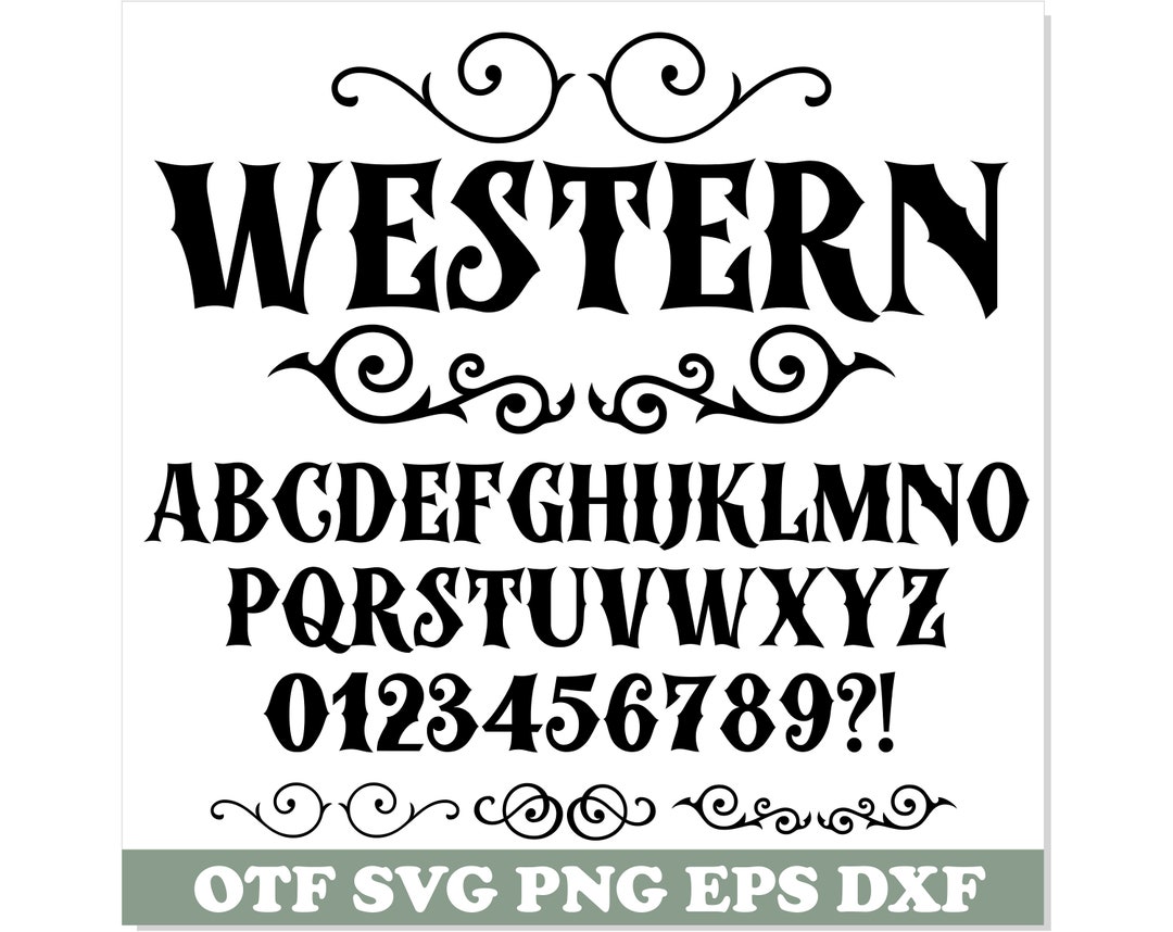Western Font TTF SVG, Western Decor Svg Png, Whiskey Font, Rodeo Font ...