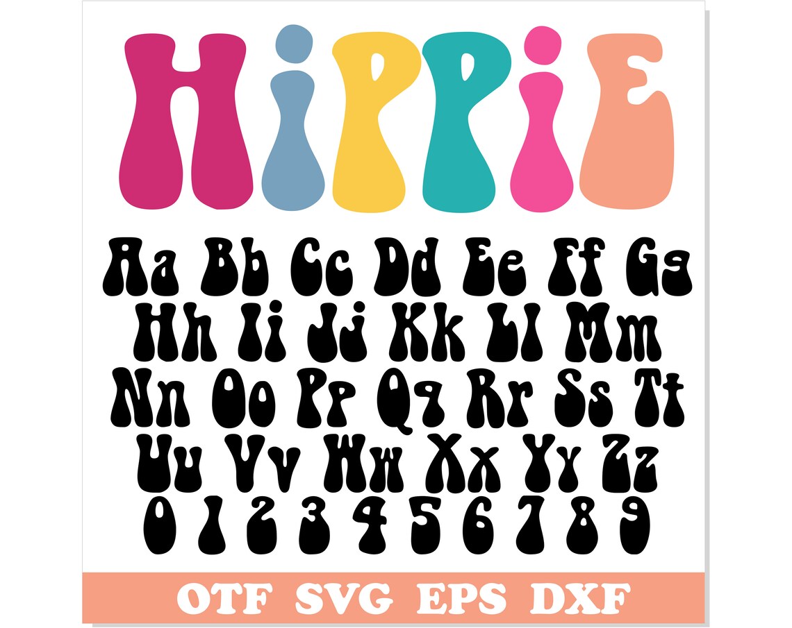 Hippie Font OTF, Groovy Font SVG Cricut, Retro Font Svg, 70s Font, 80s ...