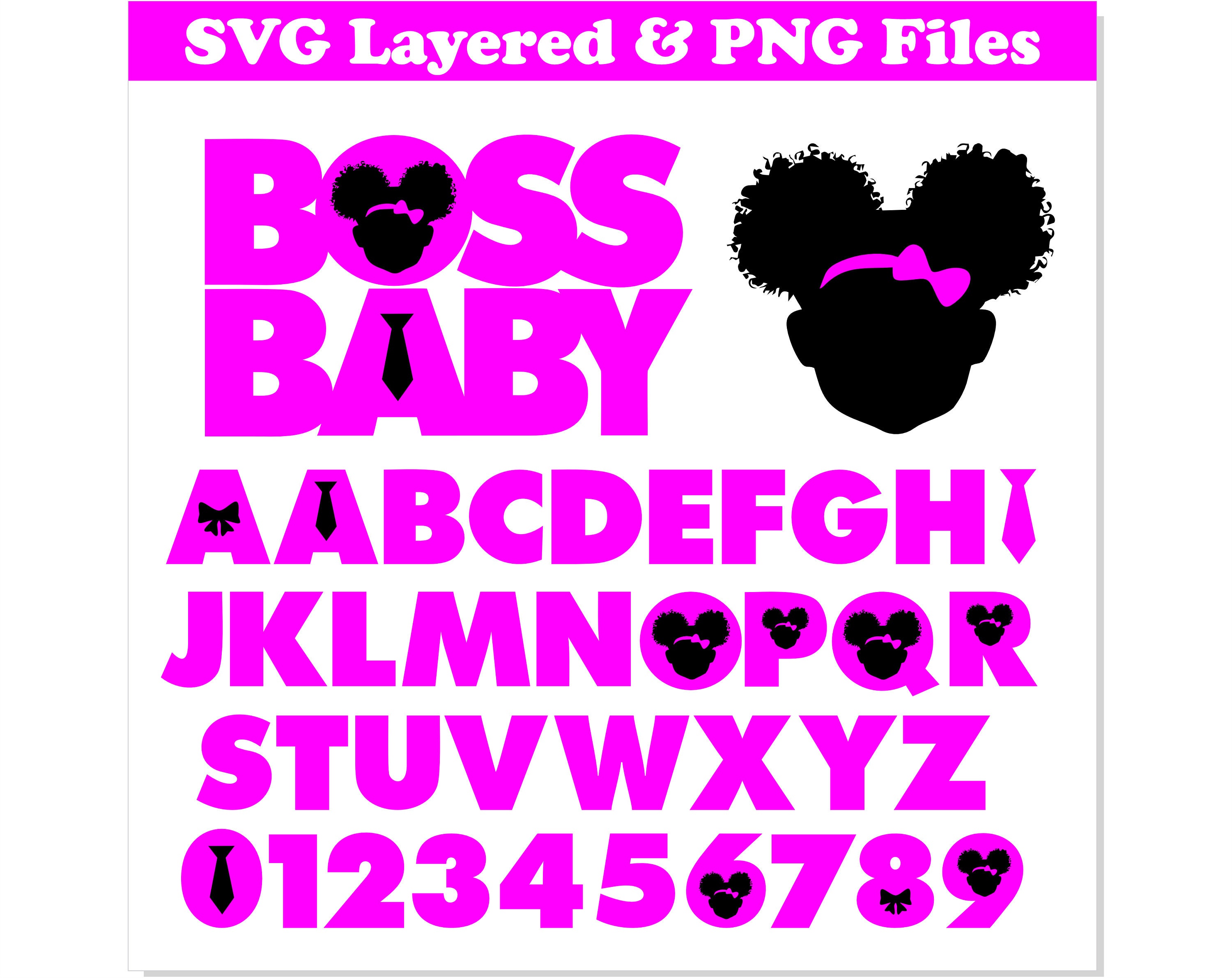 African American Boss Baby Girl Font SVG PNG, Boss Baby Girl Font TTF ...