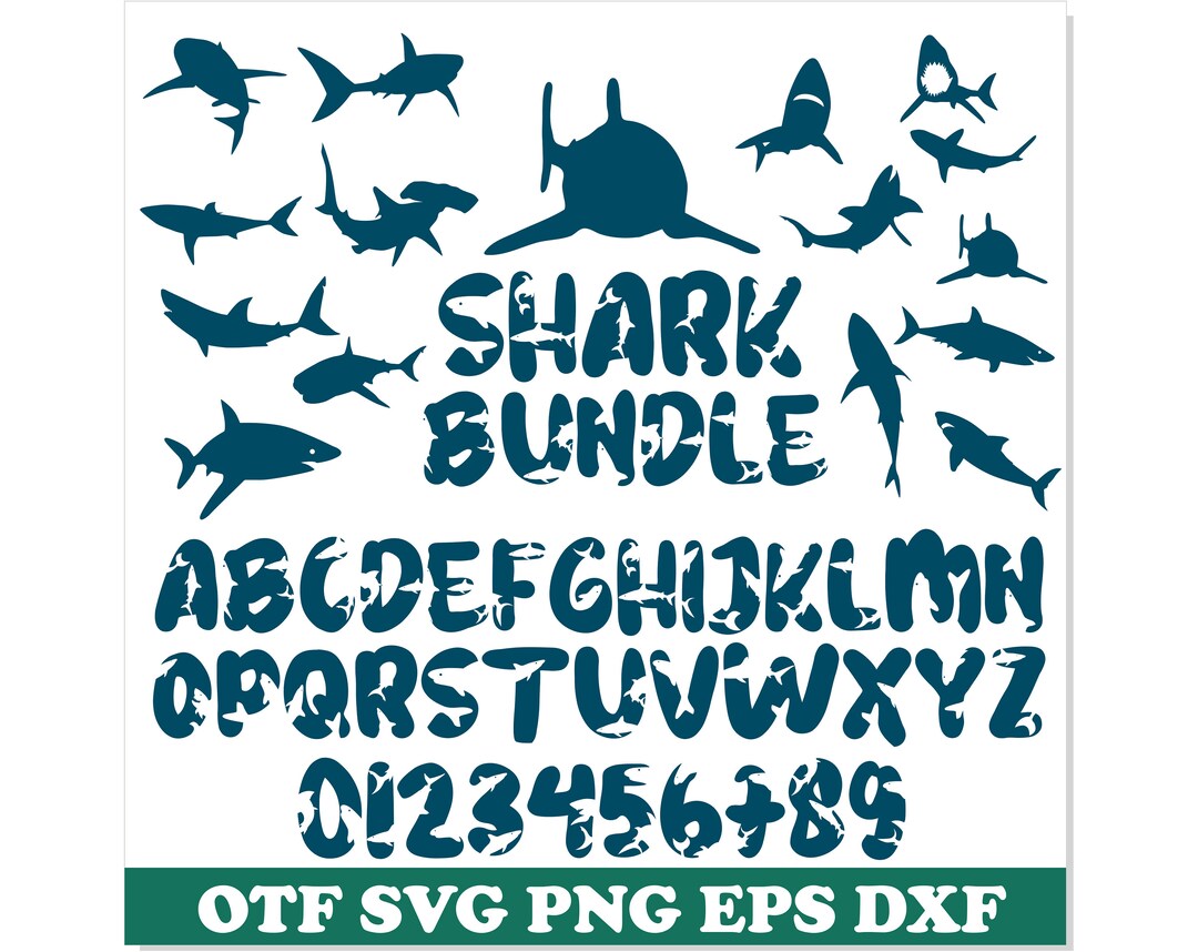 Shark Bundle SVG TTF PNG | Shark Svg, Shark Font Ott, Shark Font Svg ...