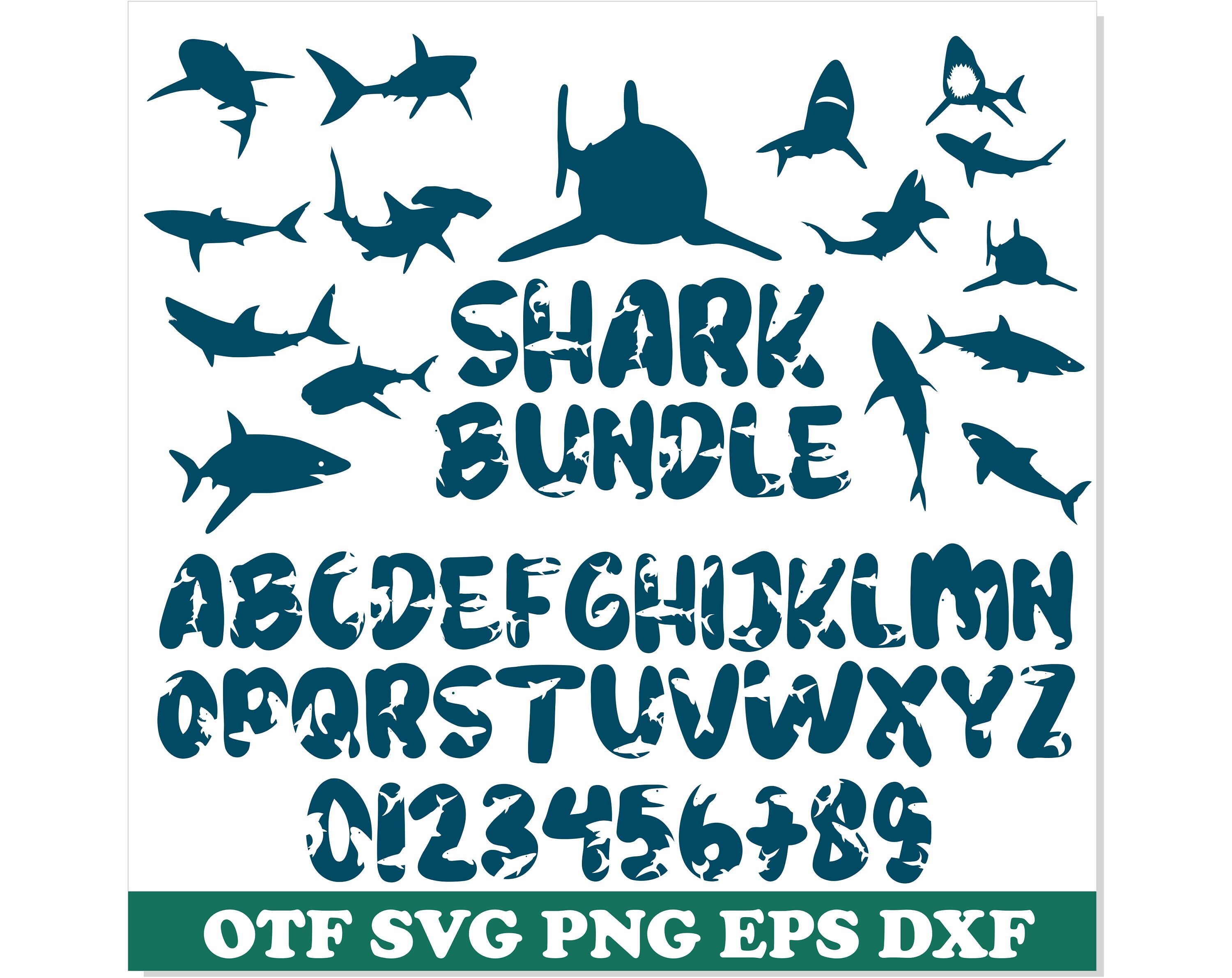 Shark Bundle SVG TTF PNG | Shark Svg, Shark Font Ott, Shark Font Svg ...