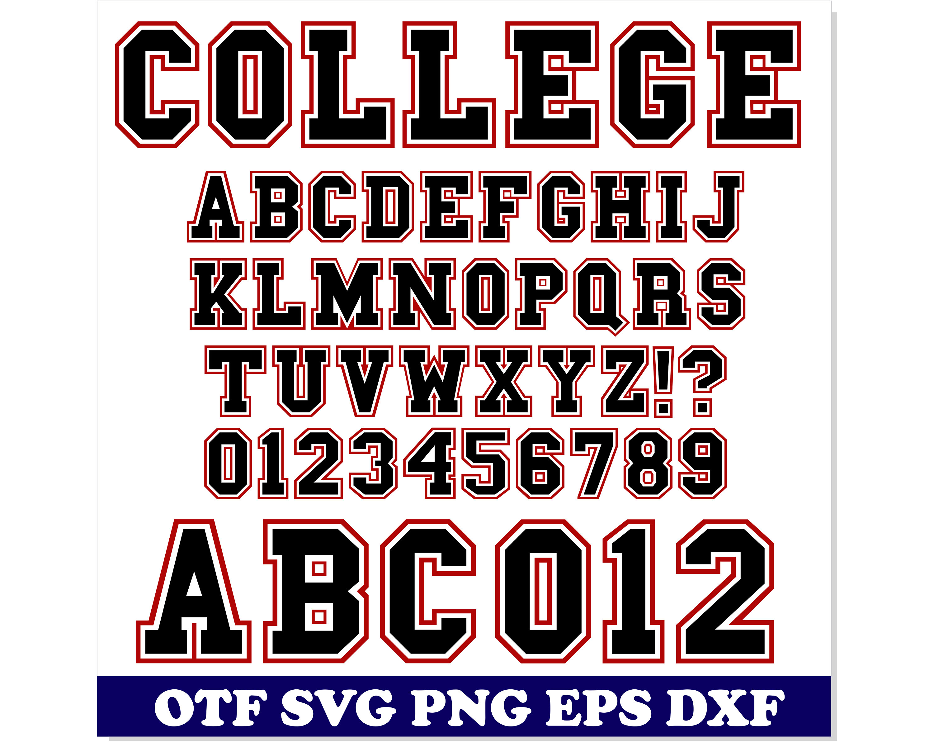 College Font SVG, College Font OTF, College Font PNG, Varsity Font Svg ...