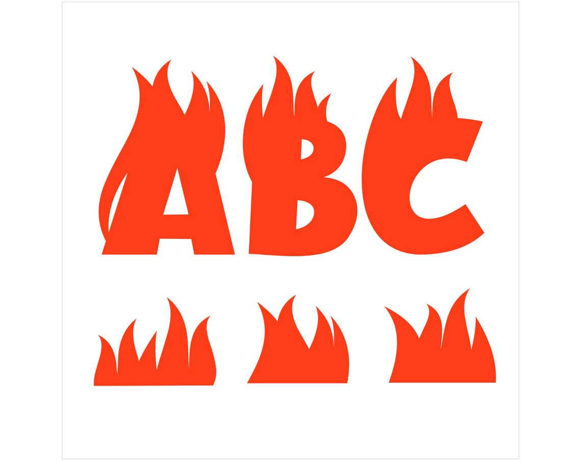 Flame Fire Font SVG Bundle, Flame Font TTF, Flame Fire Svg, Fire Font ...