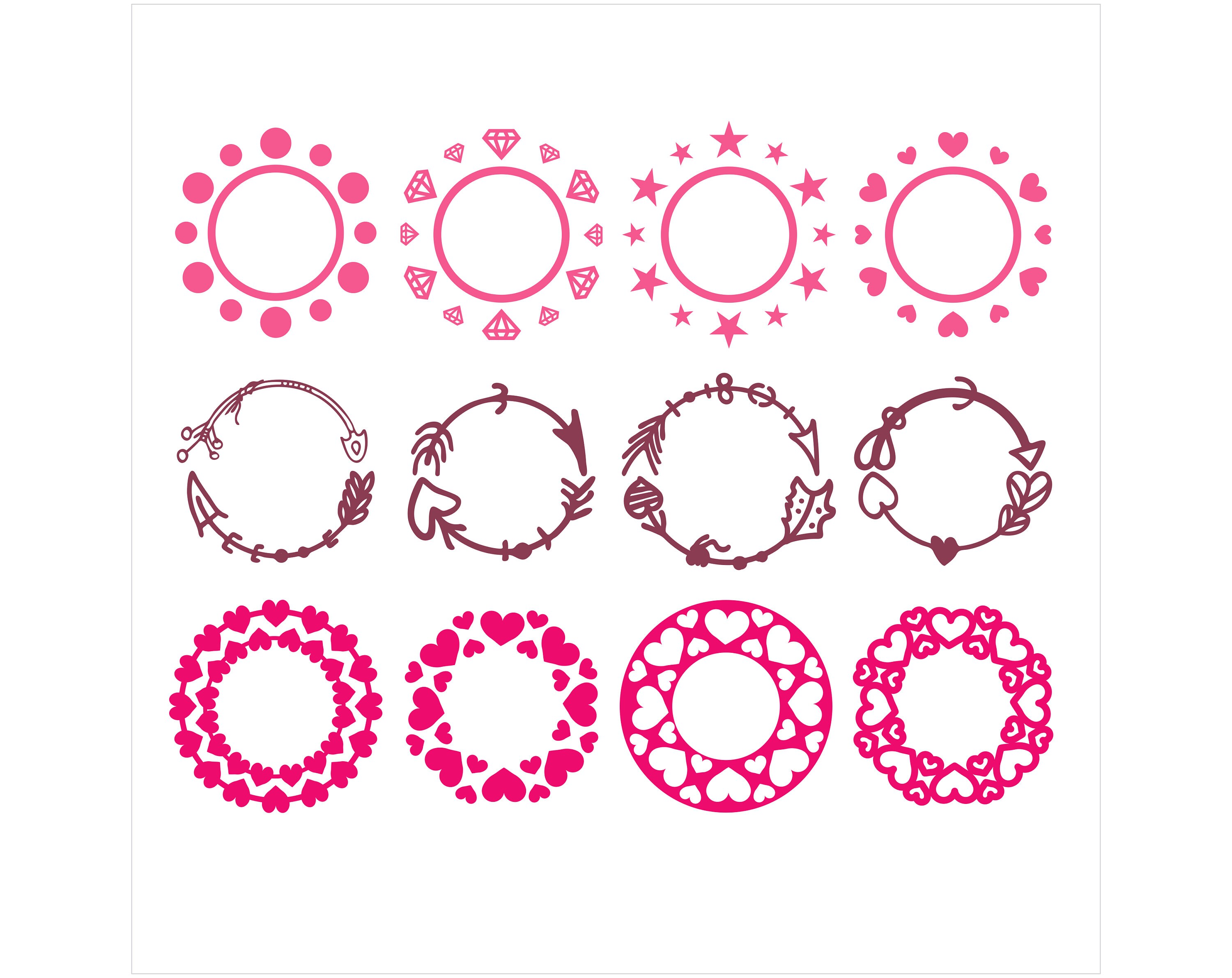 12 Monogram Frames SVG & Circle Monogram Font TTF SVG Round Monogram Letters, Circle Frame Svg ...