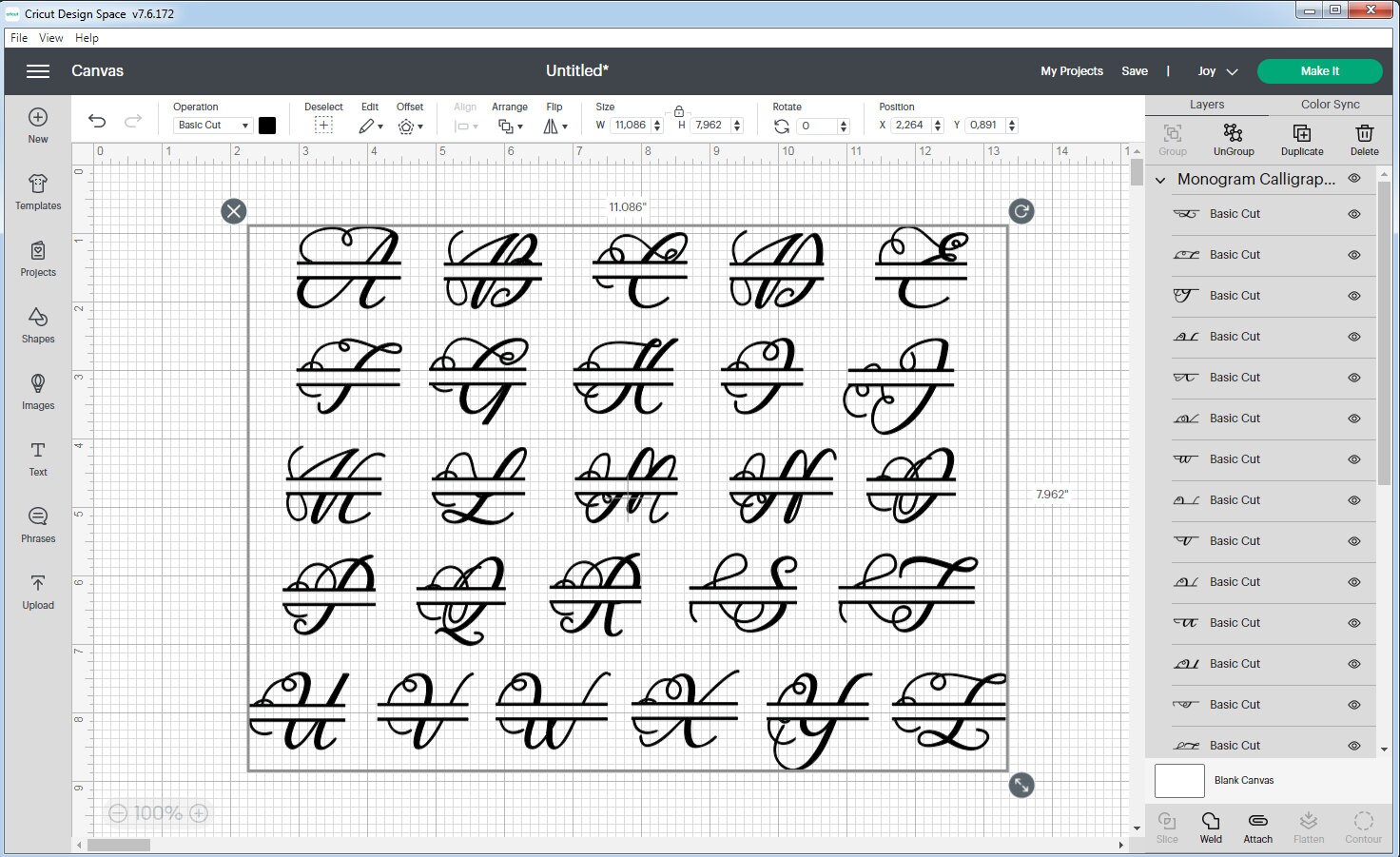 Calligraphy Split Monogram Font SVG TTF, Split Monogram Letters SVG ...