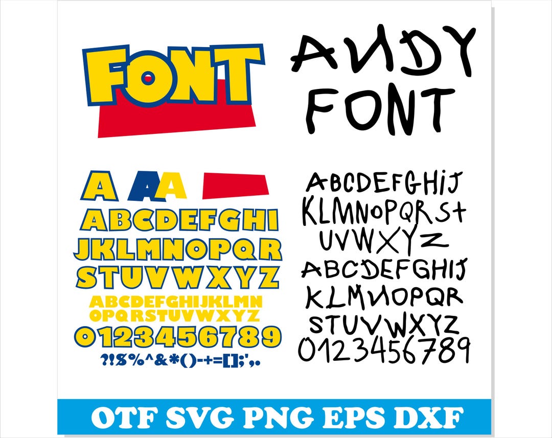 Toy Story Font & Andy Font - Toy Story Bundle TTF PNG SVG Files - Etsy