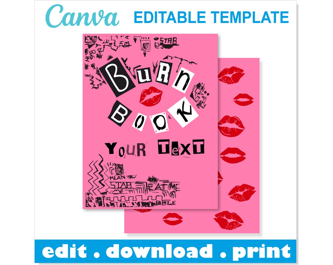 Editable Burn Book Canva Template | Burn Book Custom, Burn Book Cover ...