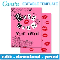 Editable Burn Book Canva Template | Burn Book Custom, Burn Book Cover ...