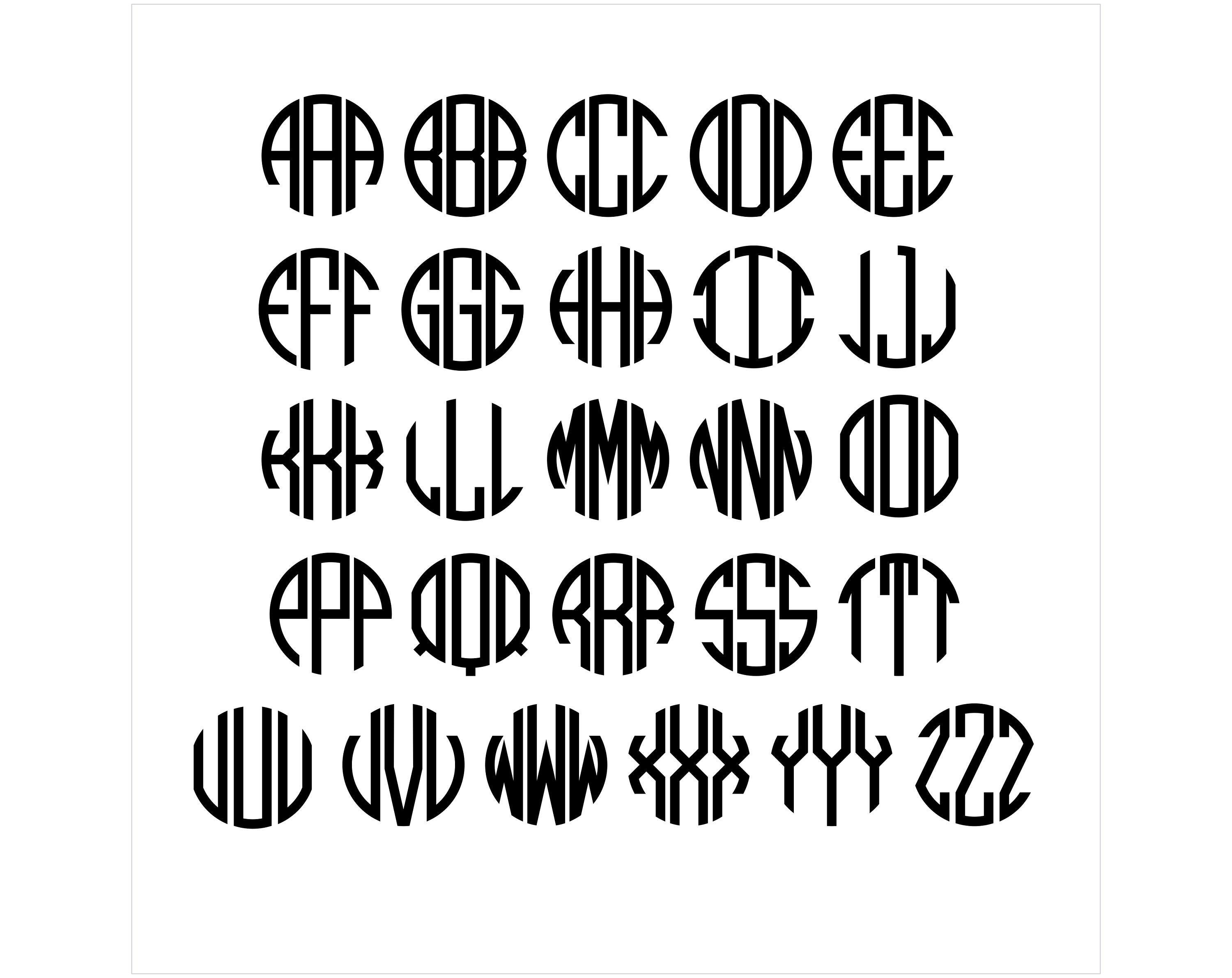 12 Monogram Frames SVG & Circle Monogram Font TTF SVG Round Monogram ...
