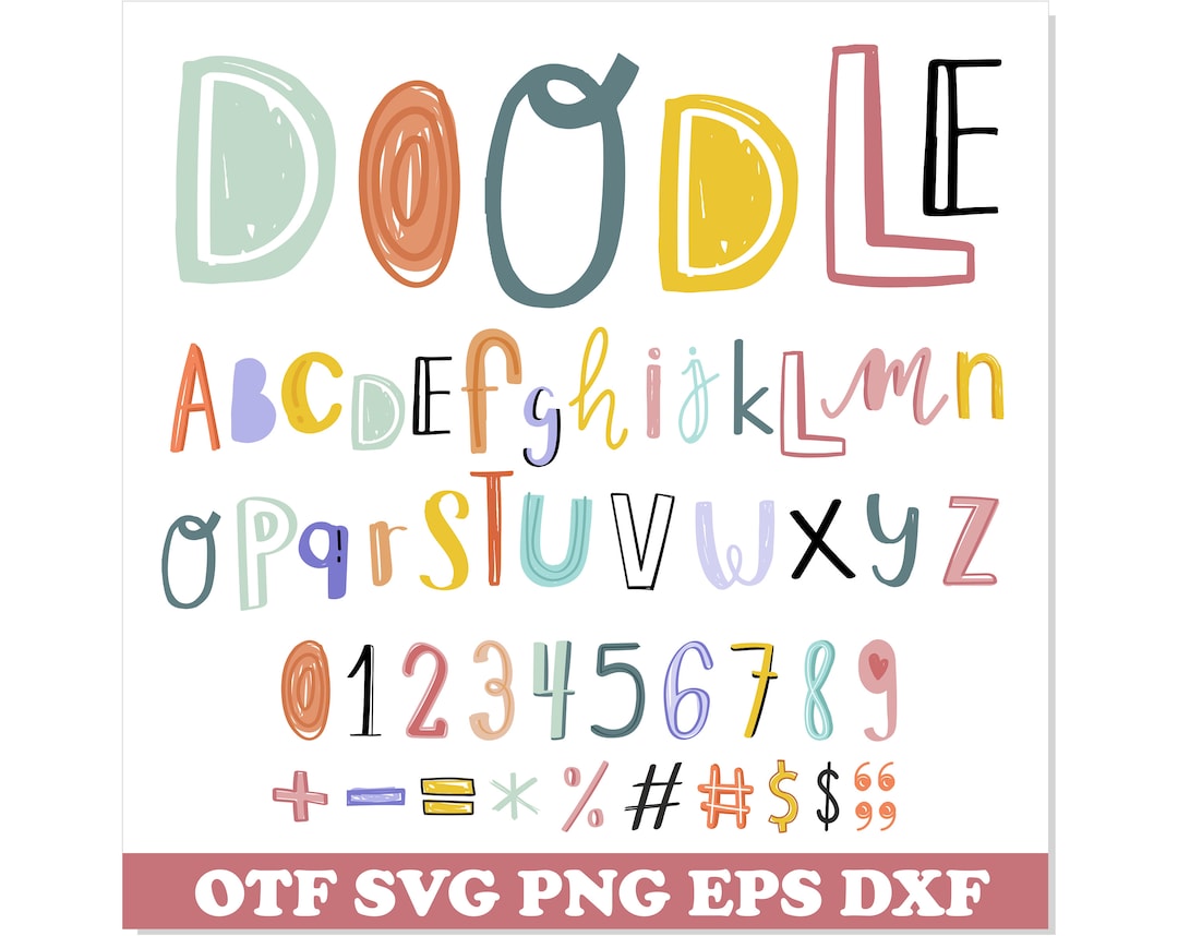 Doodle Font TTF, Doodle Font PNG SVG, Handwritten Font, Doodle Letters ...