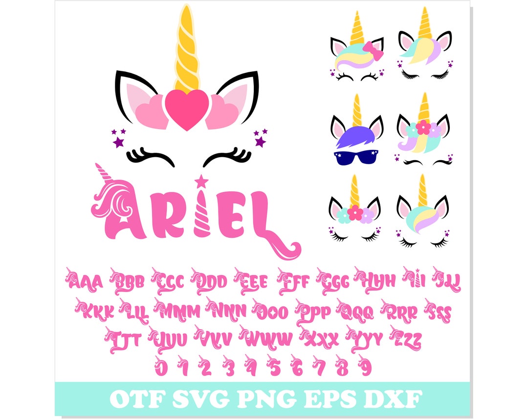 Unicorn Personalize DIY, Unicorn Font Svg, Unicorn Face Svg, Unicorn ...