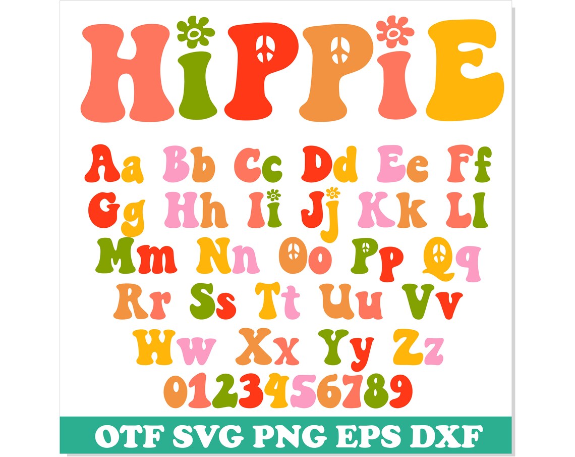 Hippie Font SVG TTF PNG, Groovy Font, Retro Font, Hippie Letters Svg ...