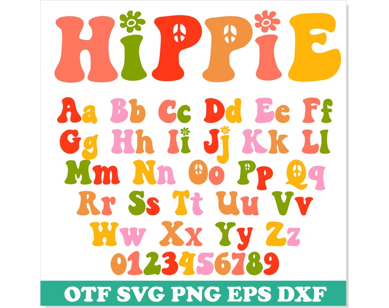 Hippie Font SVG TTF PNG, Groovy Font, Retro Font, Hippie Letters Svg ...