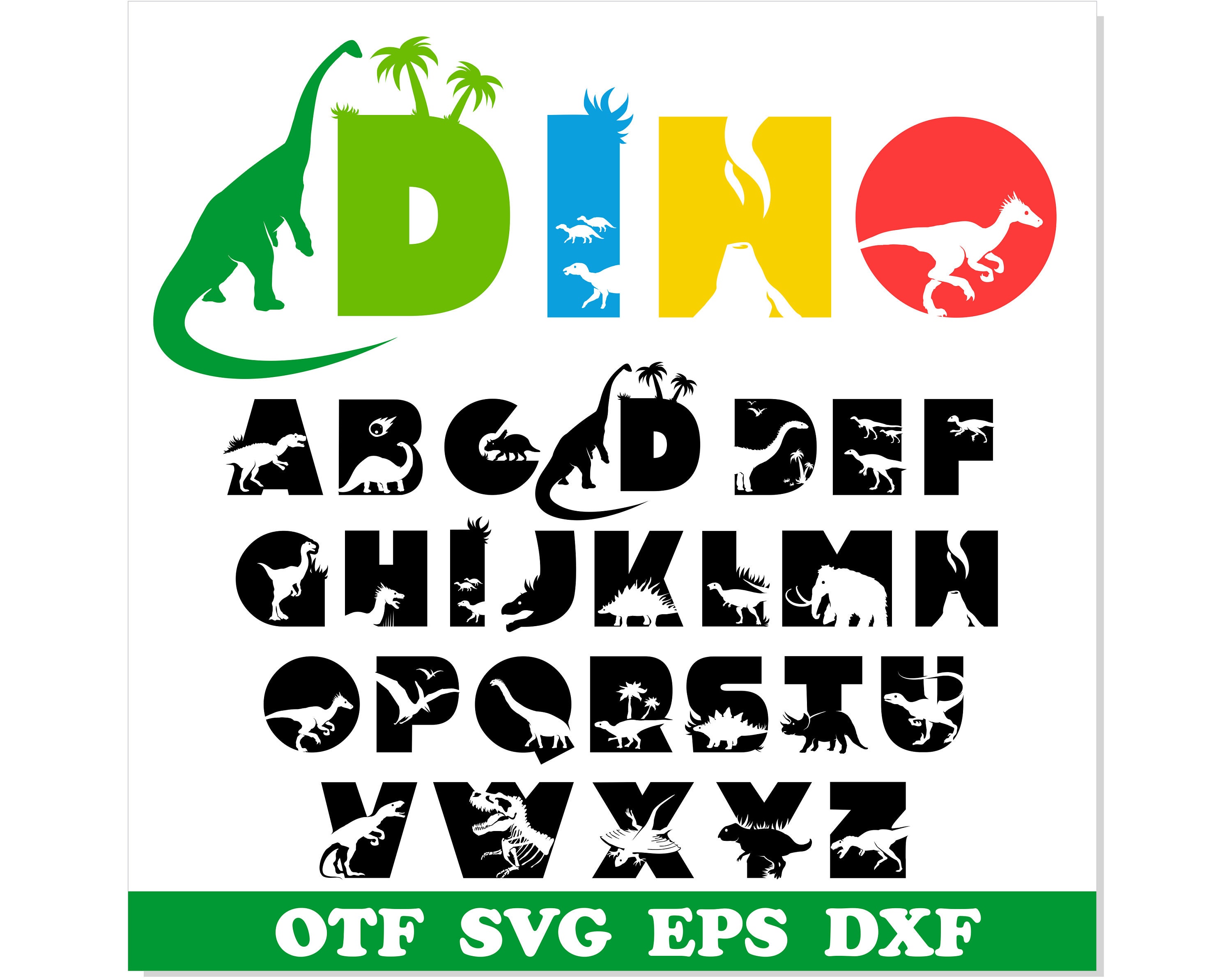 Dinosaur Font Bundle Dinosaur Font SVG Cricut, Dinosaur Font TTF, Dino ...