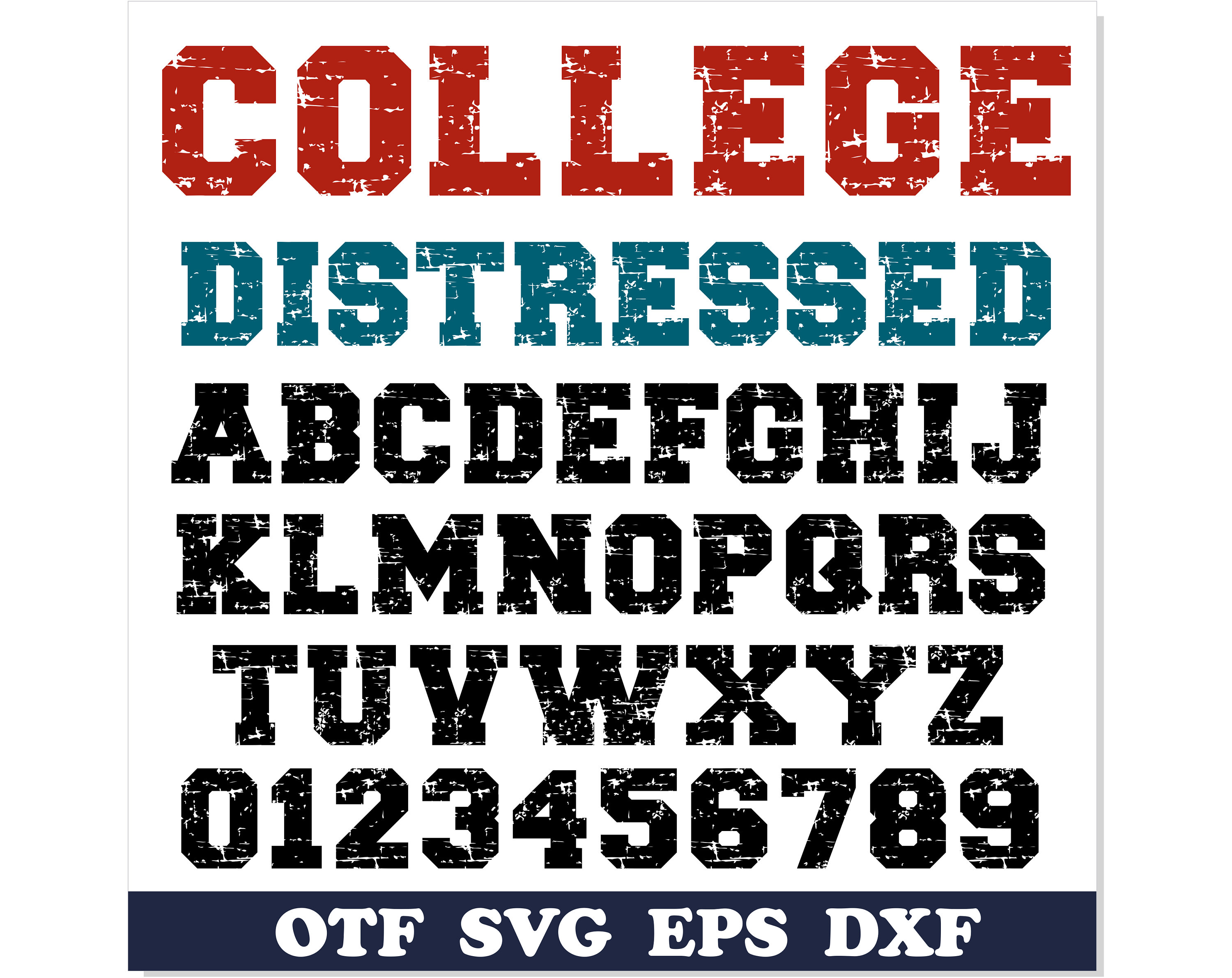 College Distressed Font TTF, Distressed Font Otf, Sport Font Otf ...