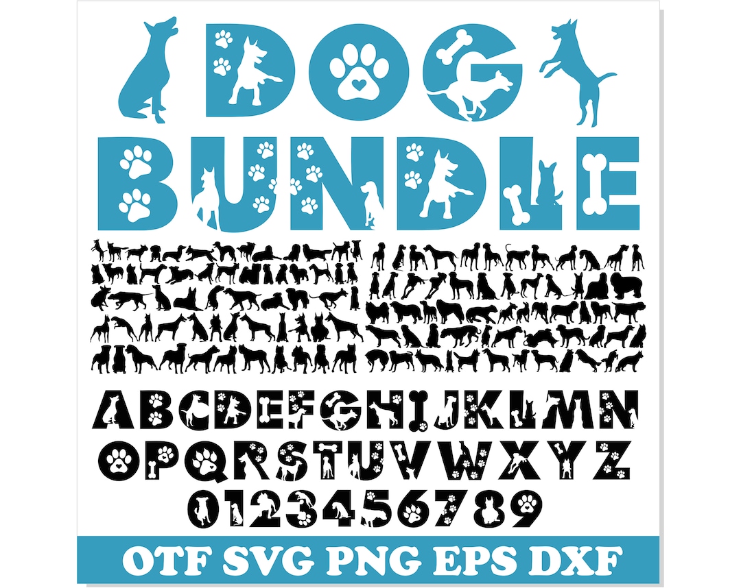 Dog Font Ttf, Dog Bundle Svg, Dog Font Svg, Dog Bundle Png, Paw Font, Dog Font Svg Cricut, Dog ...